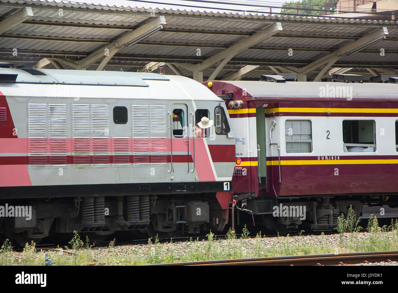 CHIANG MAI, THAILAND -APRIL 25 2017: Hitachi Diesel locomotive no.4512 ...