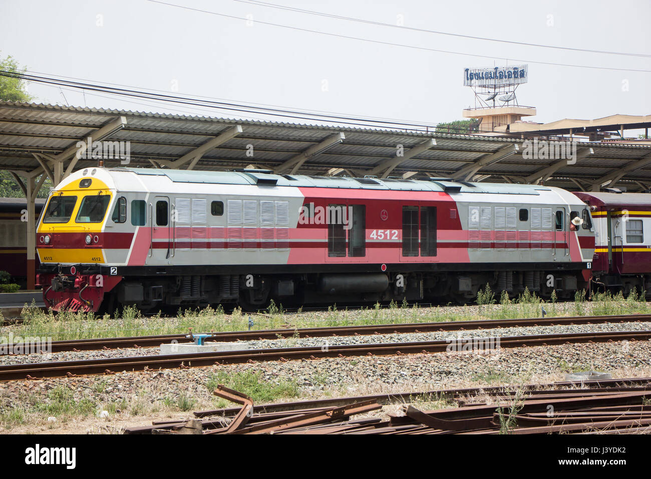 CHIANG MAI, THAILAND -APRIL 25 2017: Hitachi Diesel locomotive no.4512 ...