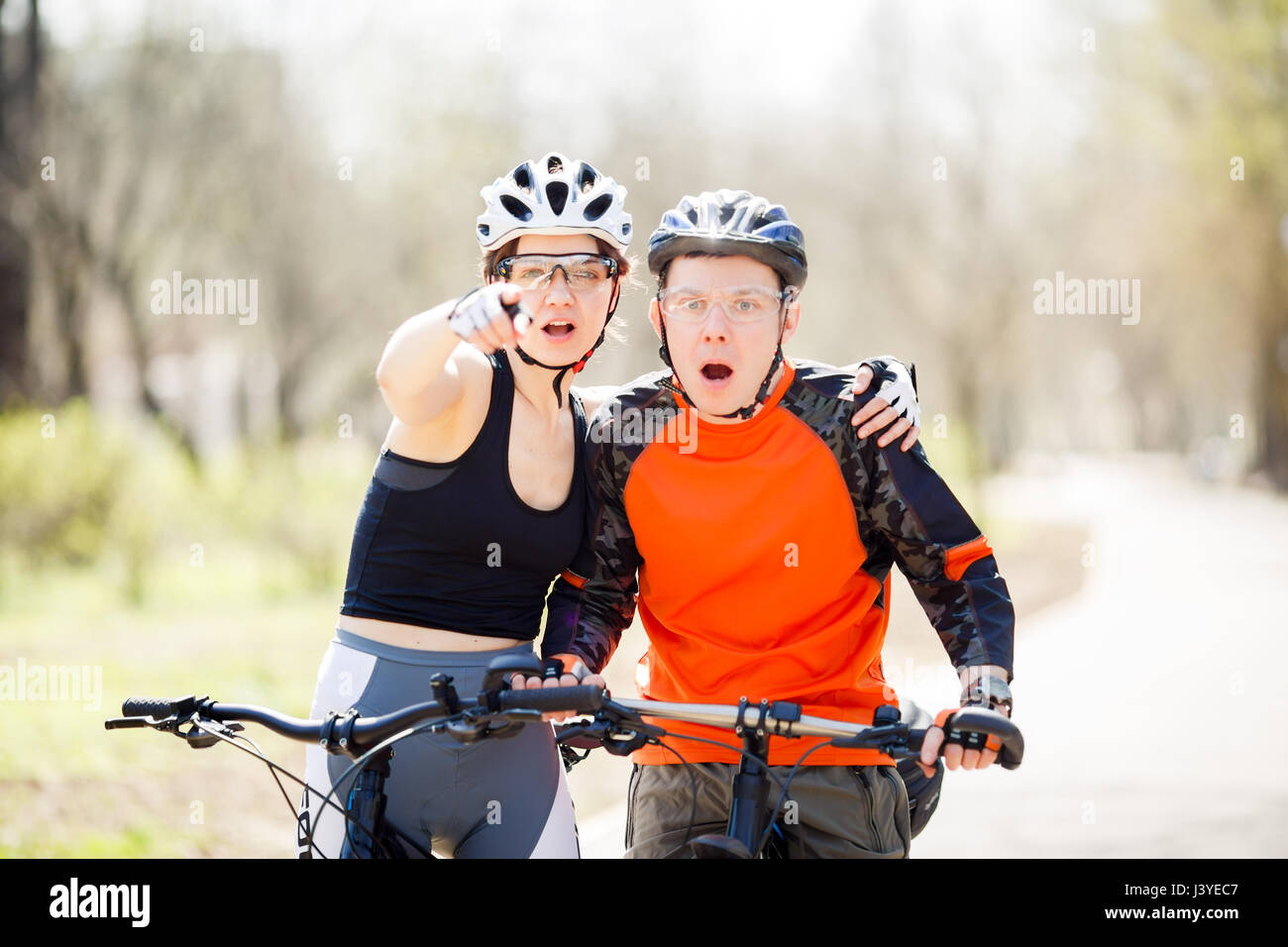 Photo of couple on bicycles Stock Photo - Alamy