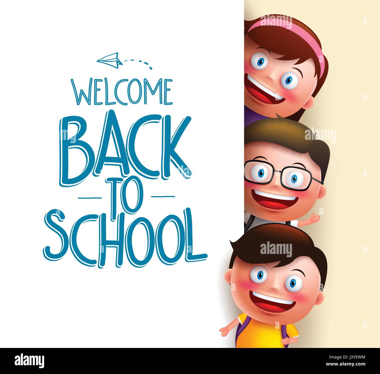 Kids student vector characters holding white board with blank space for ...