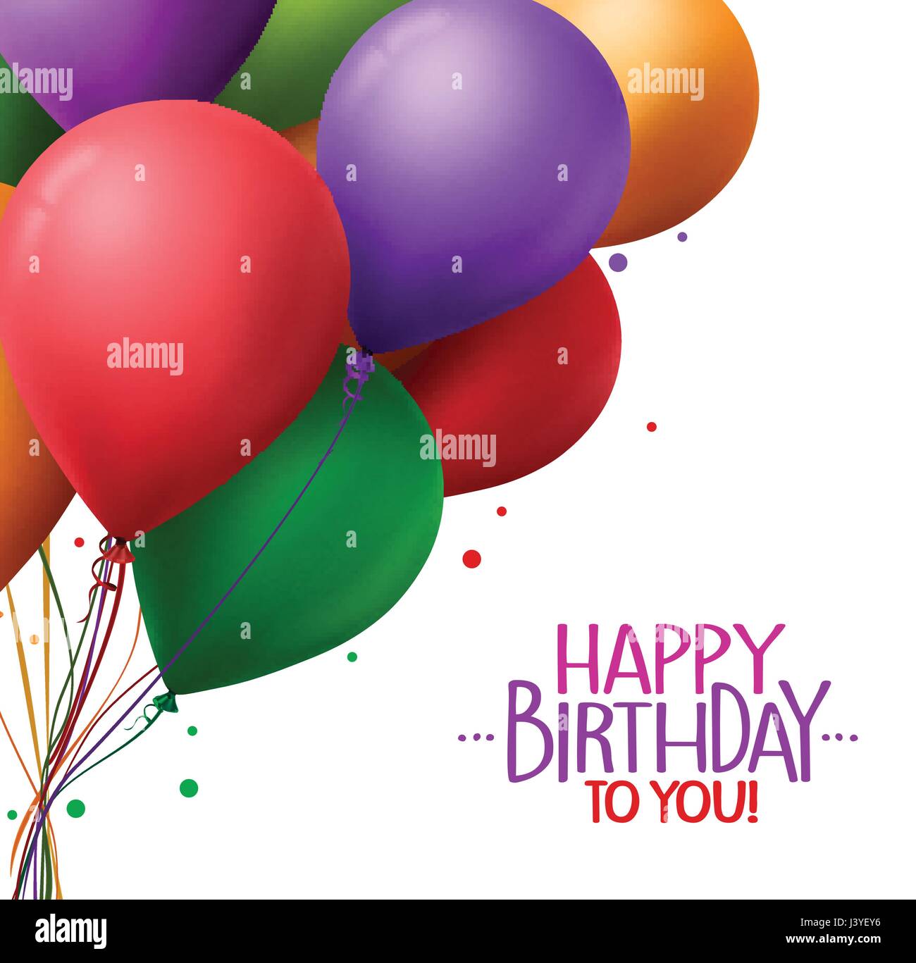 Colorful Bunch of Happy Birthday Greetings with Vector Balloons in ...