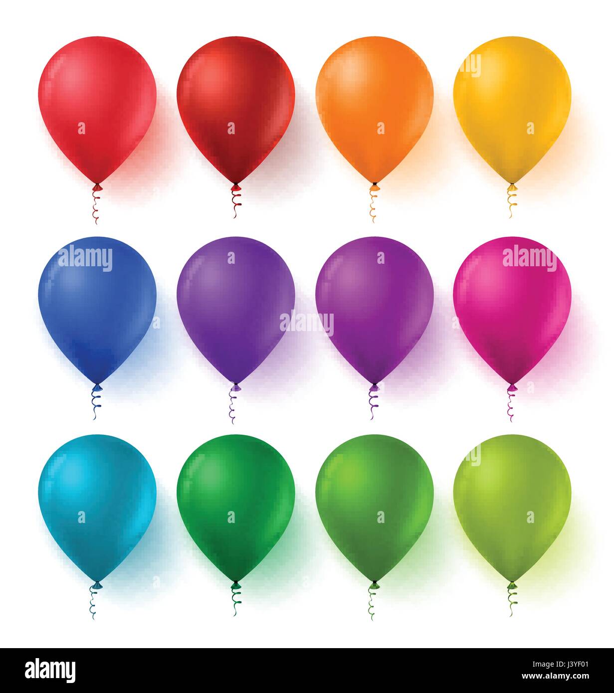Vector Set of Colorful Birthday Balloons with Bright, Glossy and Shiny ...