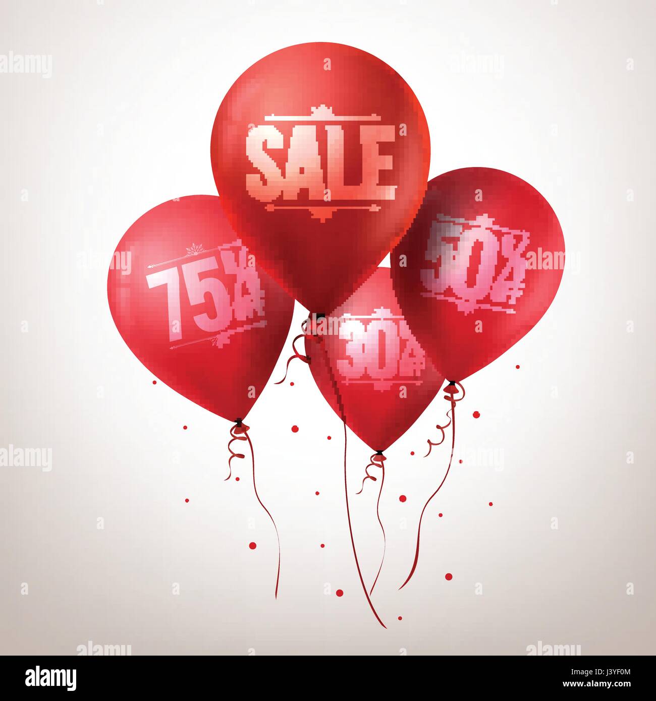 Colorful Red Sale Vector Balloons Flying for Promotion Isolated in ...