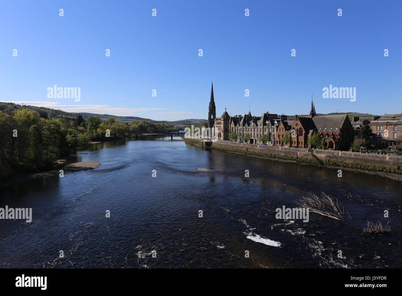 Elevated view of River Tay Perth Scotland May 2017 Stock Photo - Alamy