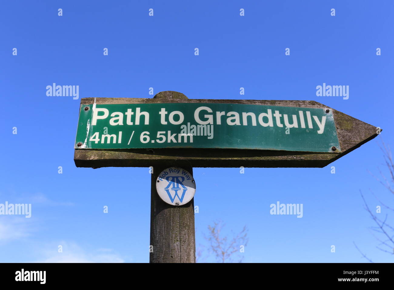 Signpost to Grandtully on Rob Roy Way Aberfeldy Scotland May 2017 Stock ...