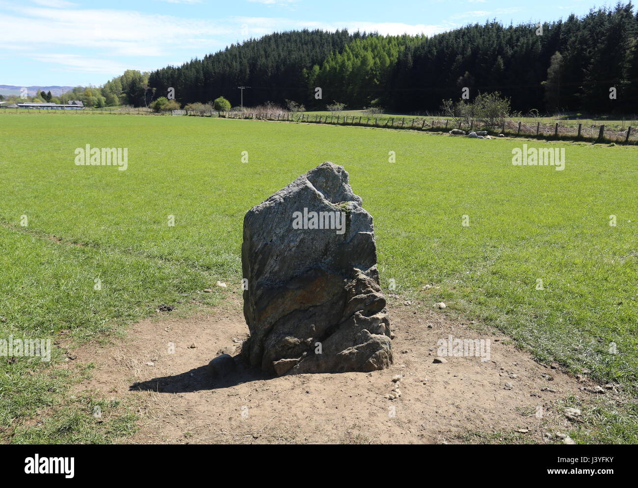 Standing stone Haugh Of Grandtully Farm Scotland May 2017 Stock Photo ...