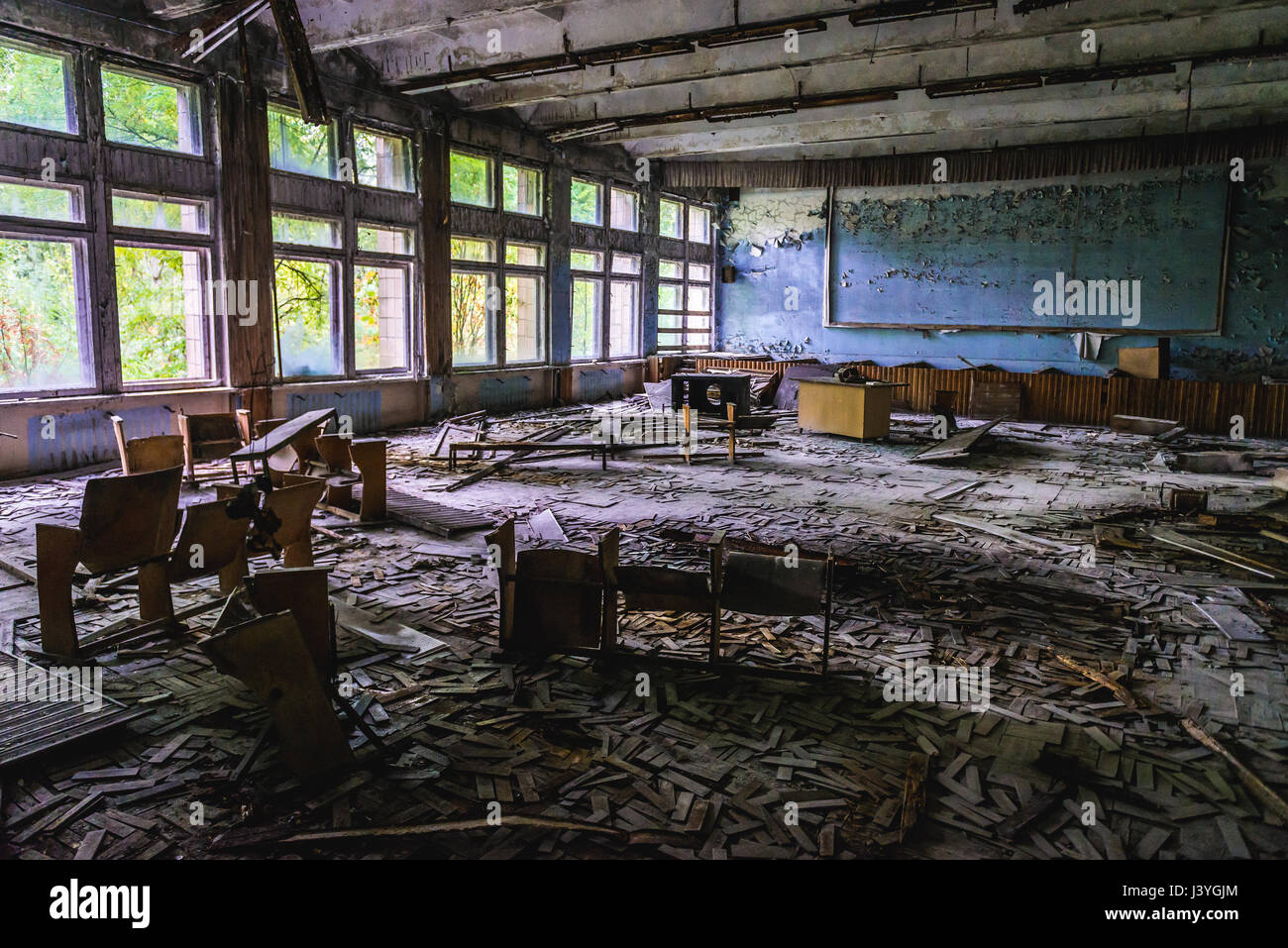 Auditory in High school No 3 in Pripyat ghost city of Chernobyl Nuclear ...