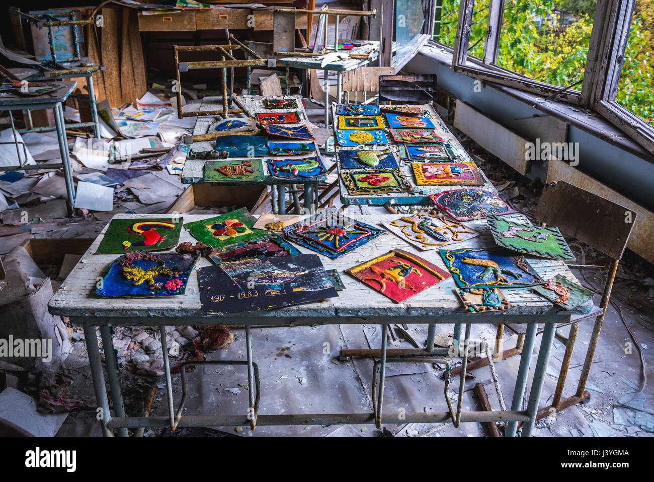 Works created by students in fine art classroom of school No 2 in ...