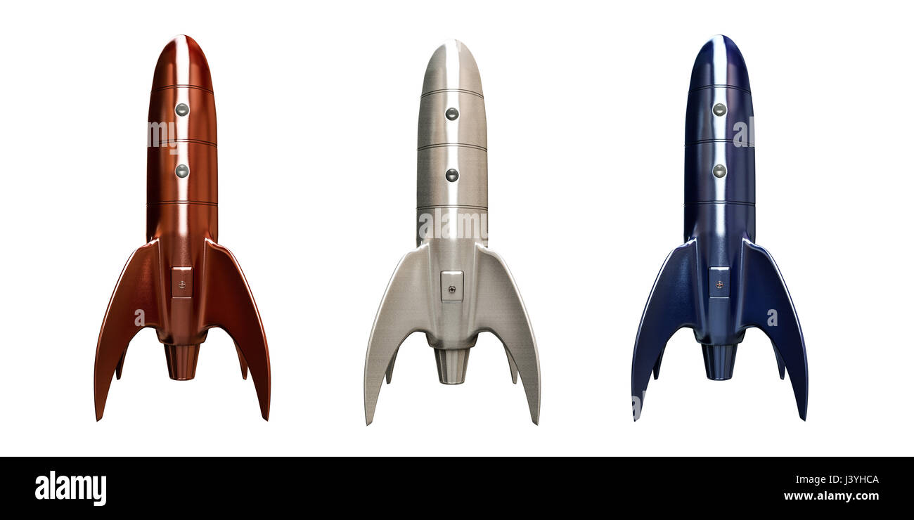 3d illustration of space rockets isolated on white background Stock ...