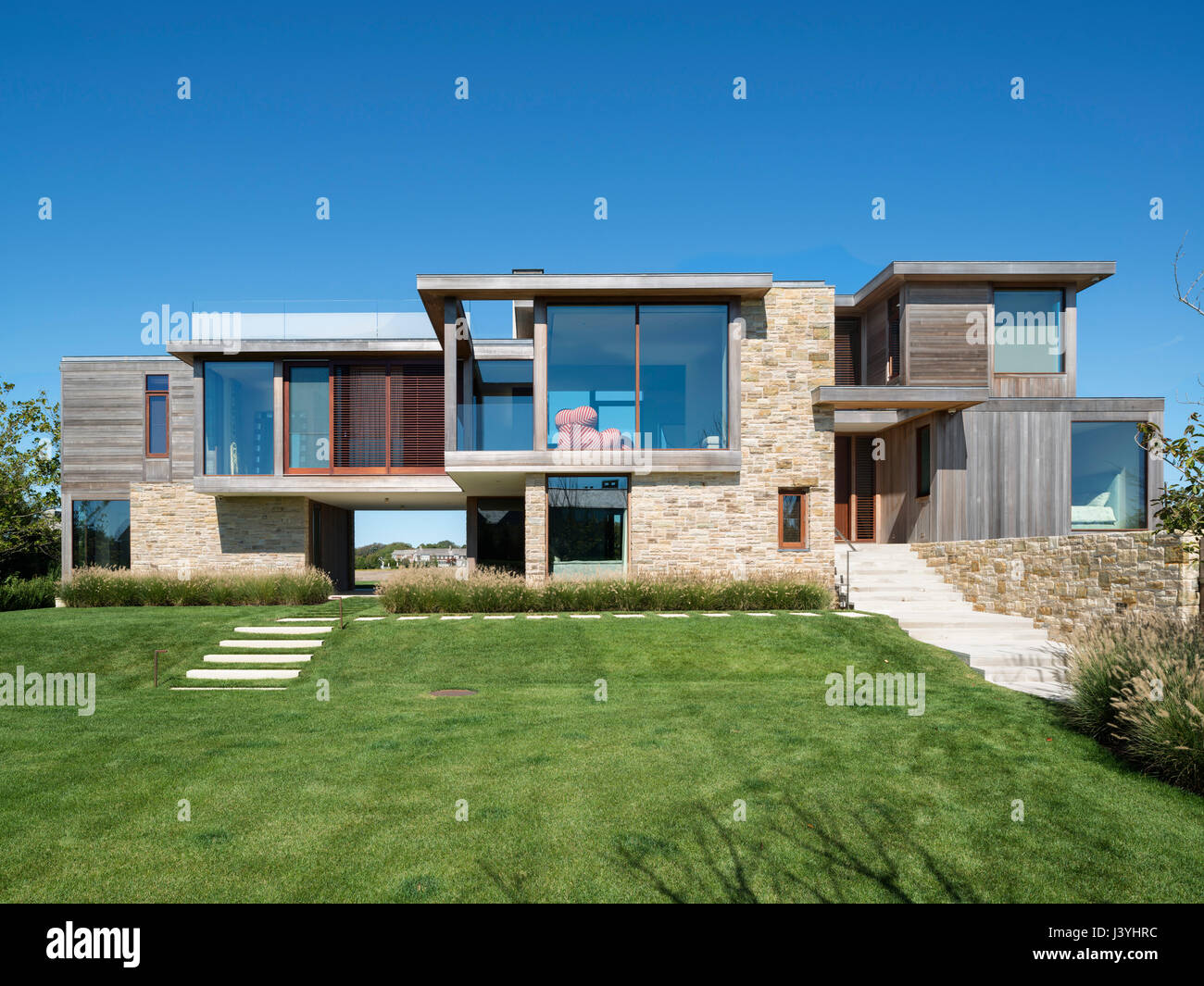 Elevation from the main entry side. Gibson Farm House, Sagaponack ...