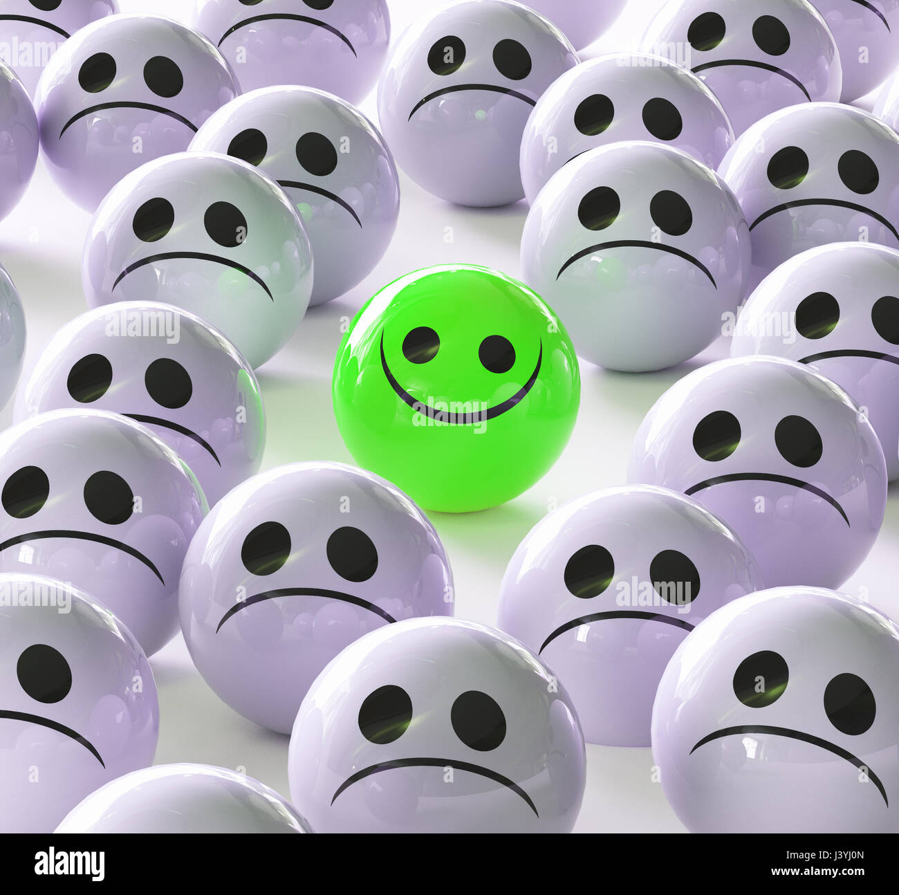 Happy face among san faces, stand out Stock Photo - Alamy