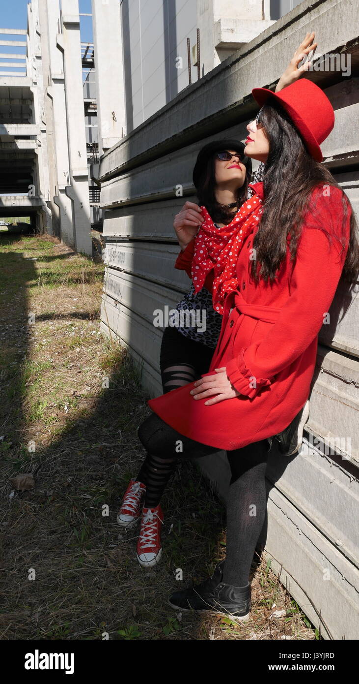 Retro tyle elegant models outdoor Stock Photo - Alamy