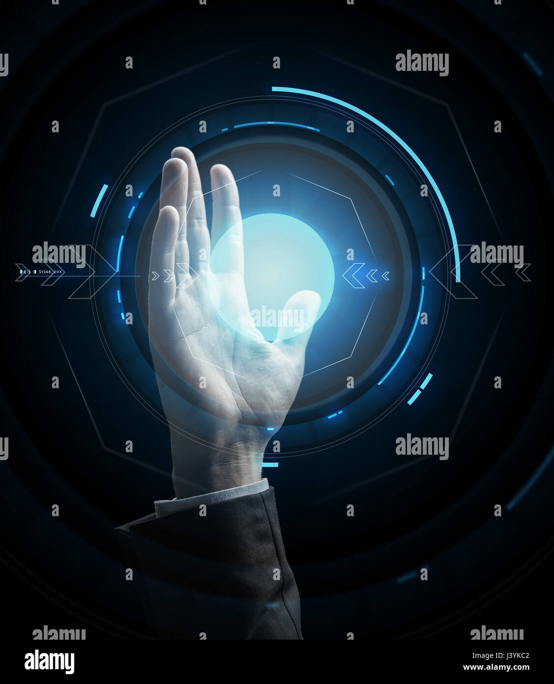 businessman hand with virtual projection Stock Photo - Alamy