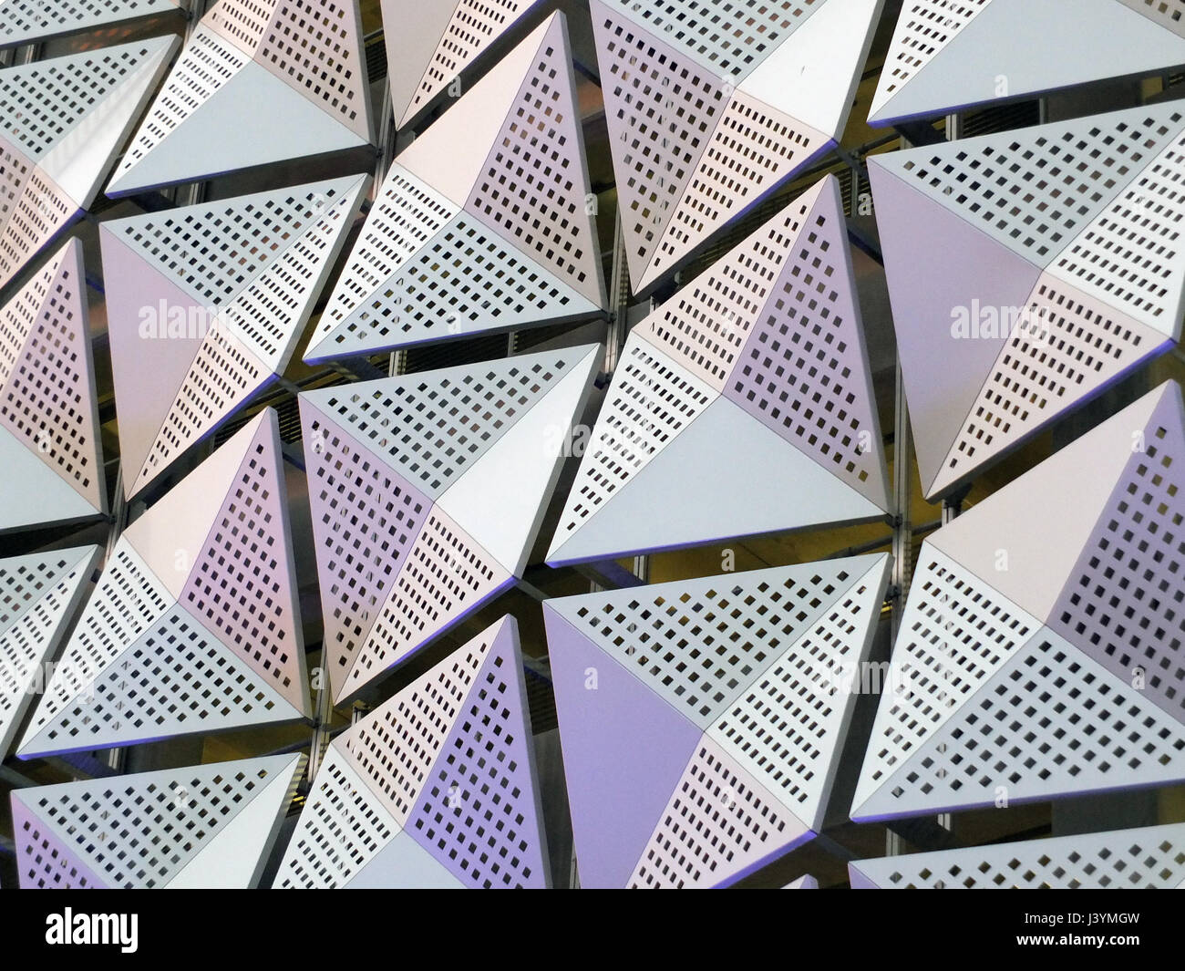 metal geometric triangular cladding on a generic modern building Stock ...