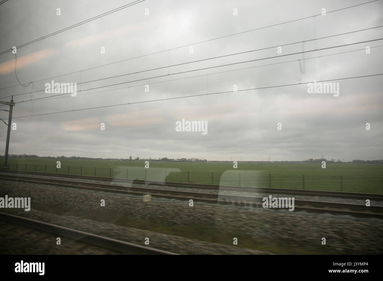 capture inside a wagon of dutch landscape Stock Photo - Alamy