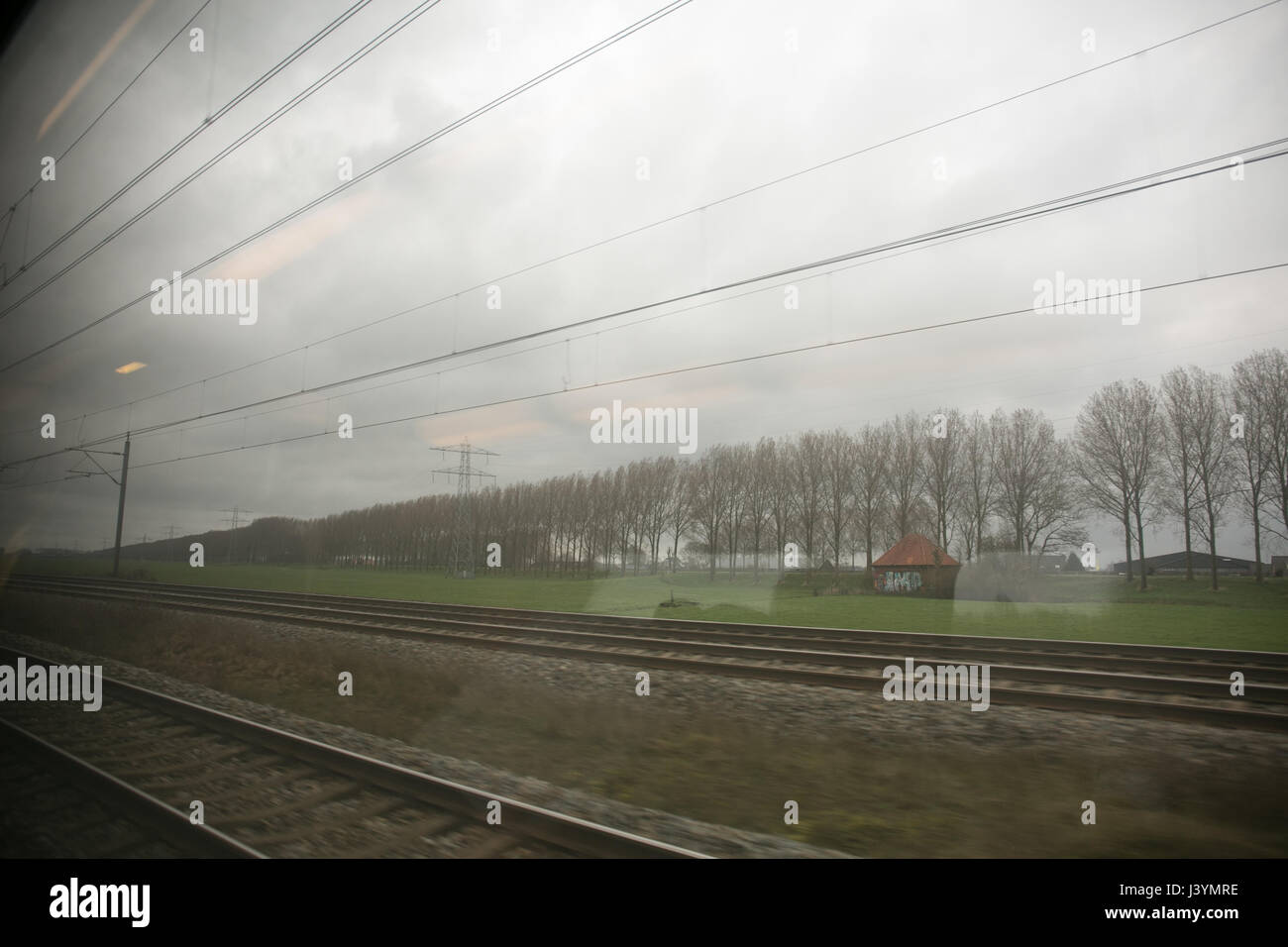 capture inside a wagon of dutch landscape Stock Photo - Alamy