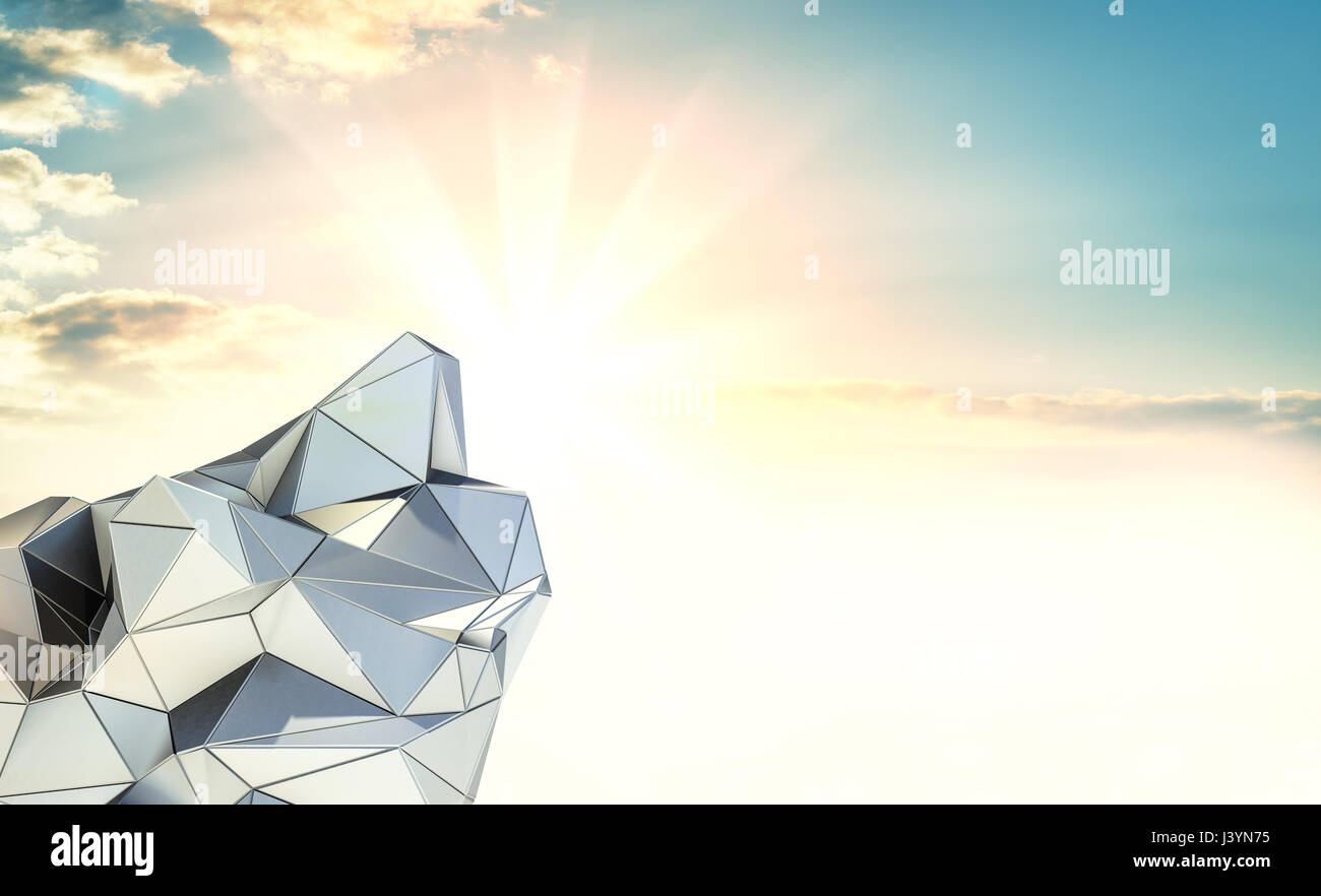 Metal modern building on sky background Stock Photo - Alamy