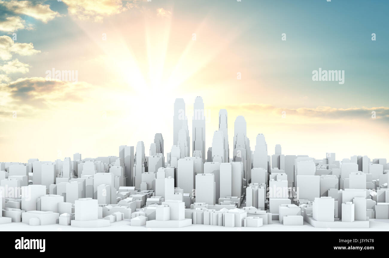 White city downtown on sky background Stock Photo - Alamy