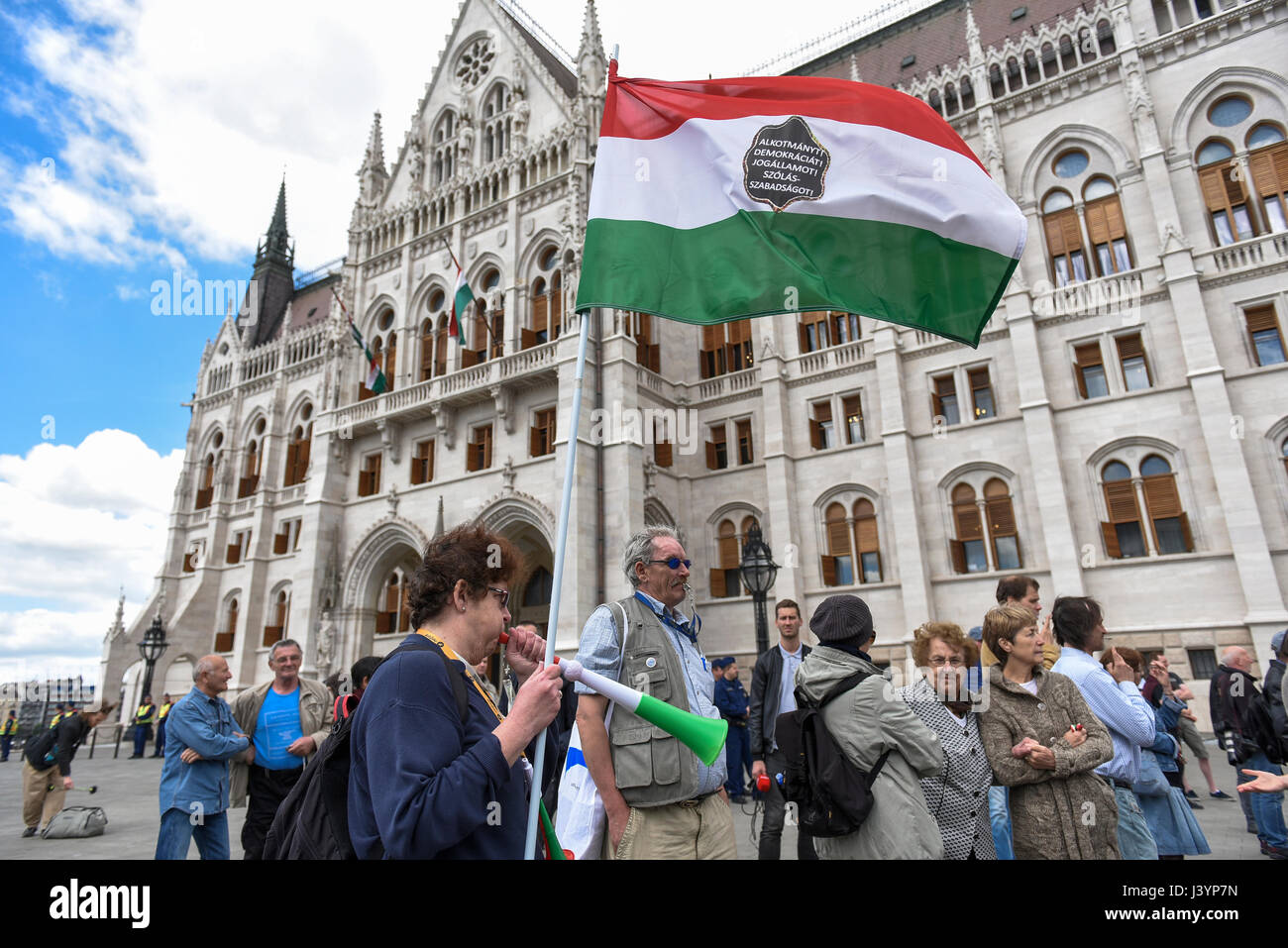Budapest, Hungary. 08th May, 2017. Hungarian citizens attend a protest ...