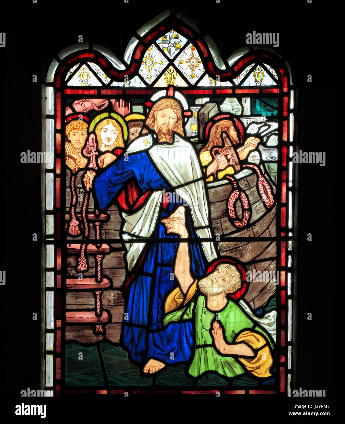 Christ on the Waves, stained glass window by Ford Madox Brown, 1864 ...