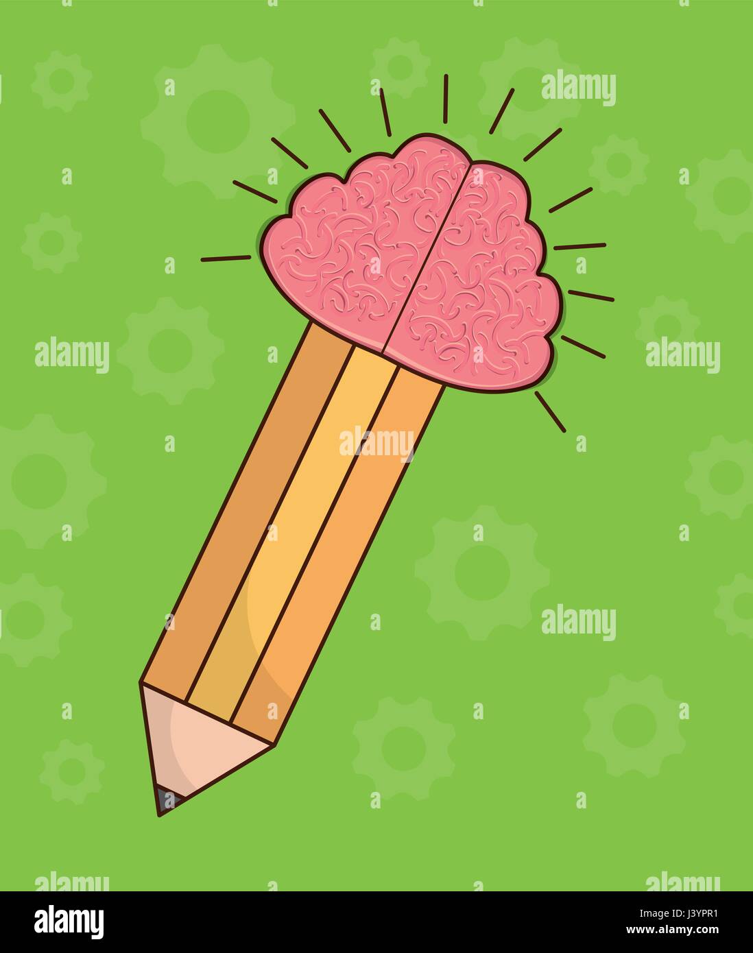 pencil with brain icon Stock Vector Image & Art - Alamy