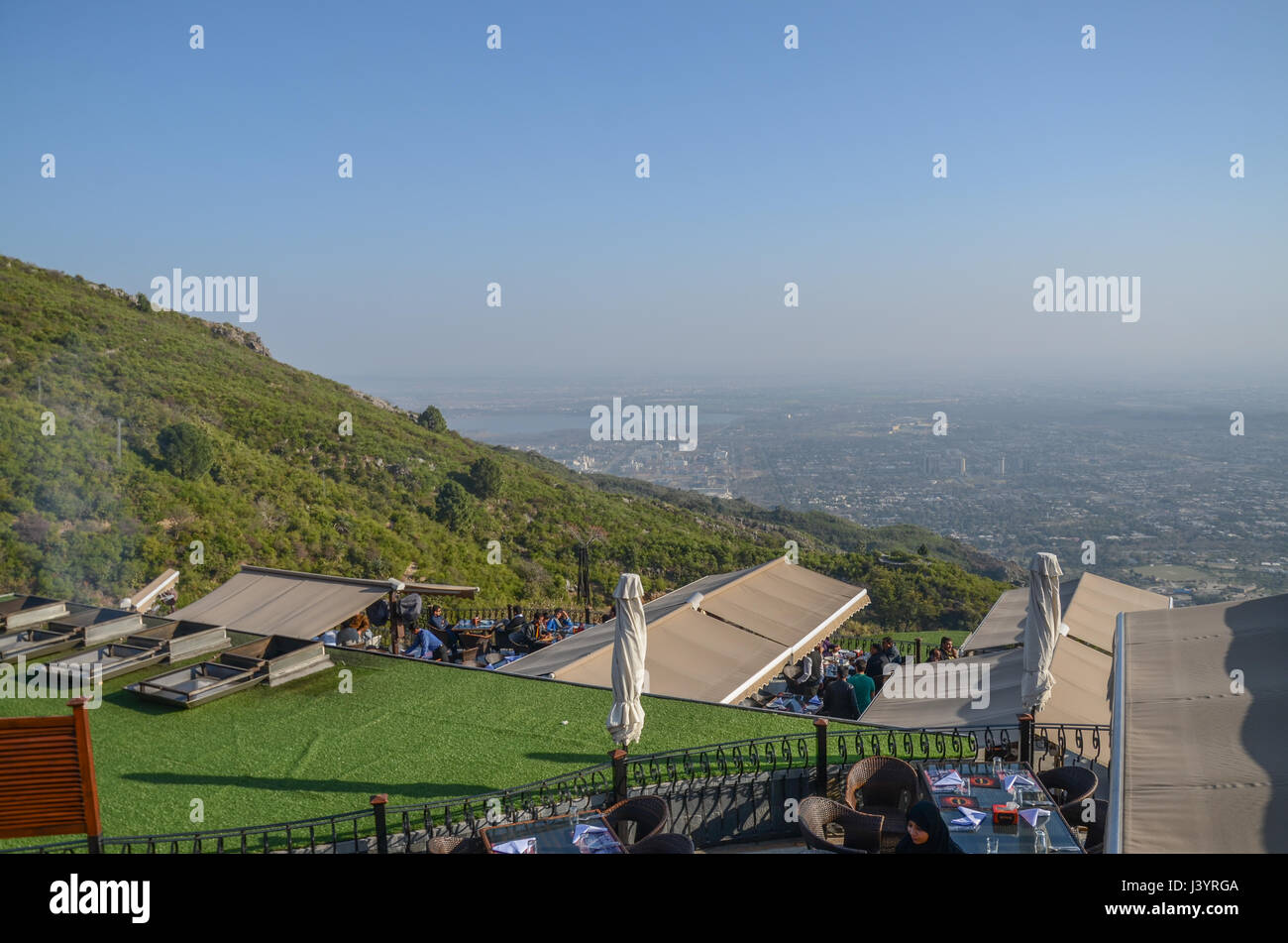 Islamabad from top of mountain & Monal Restaurant Pakistan Stock Photo ...