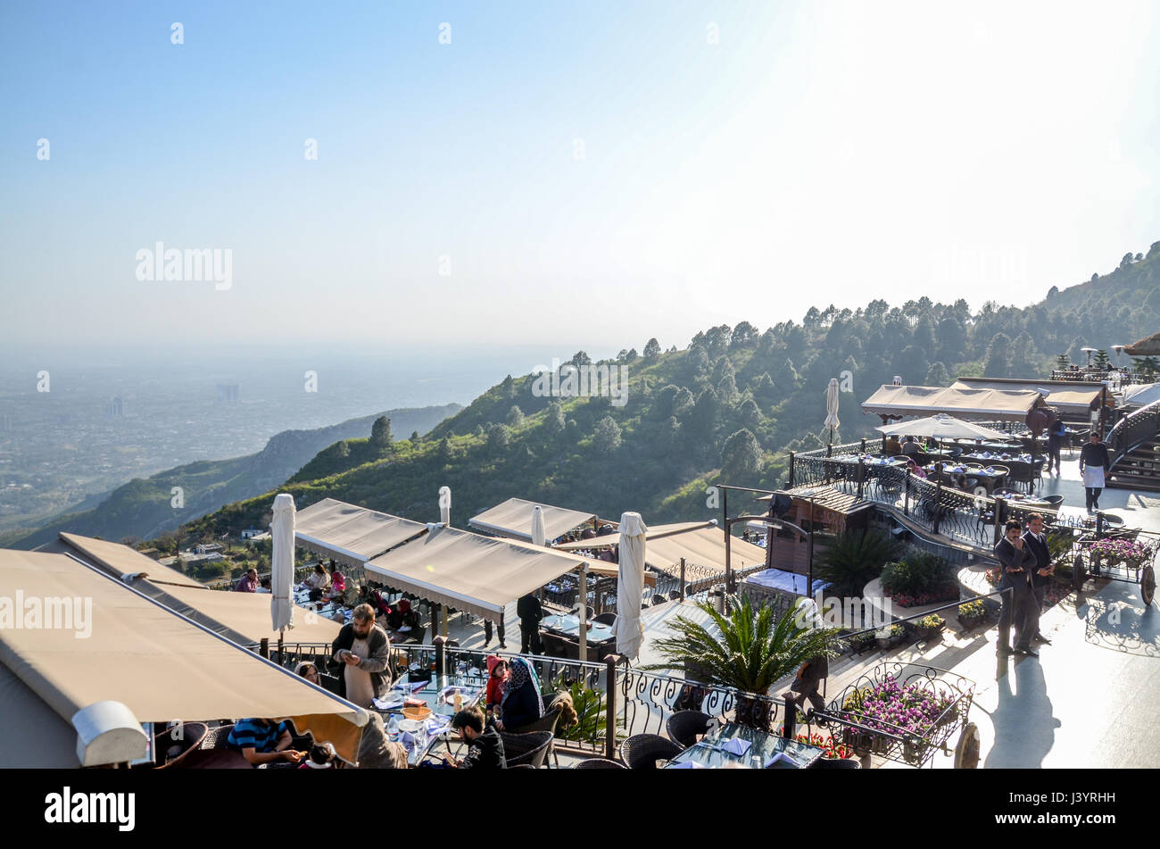 Islamabad from top of mountain & Monal Restaurant Pakistan Stock Photo ...