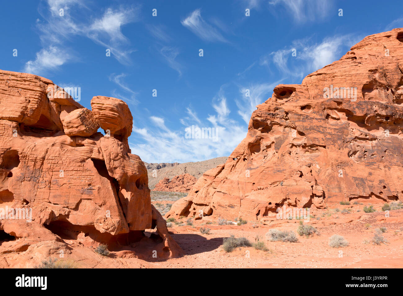 Red sandstone formations in the Valley of Fire State Park, Nevada, USA ...