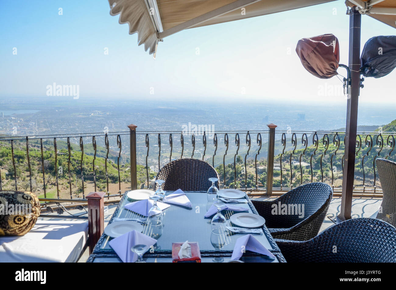 Islamabad from top of mountain & Monal Restaurant Pakistan Stock Photo ...