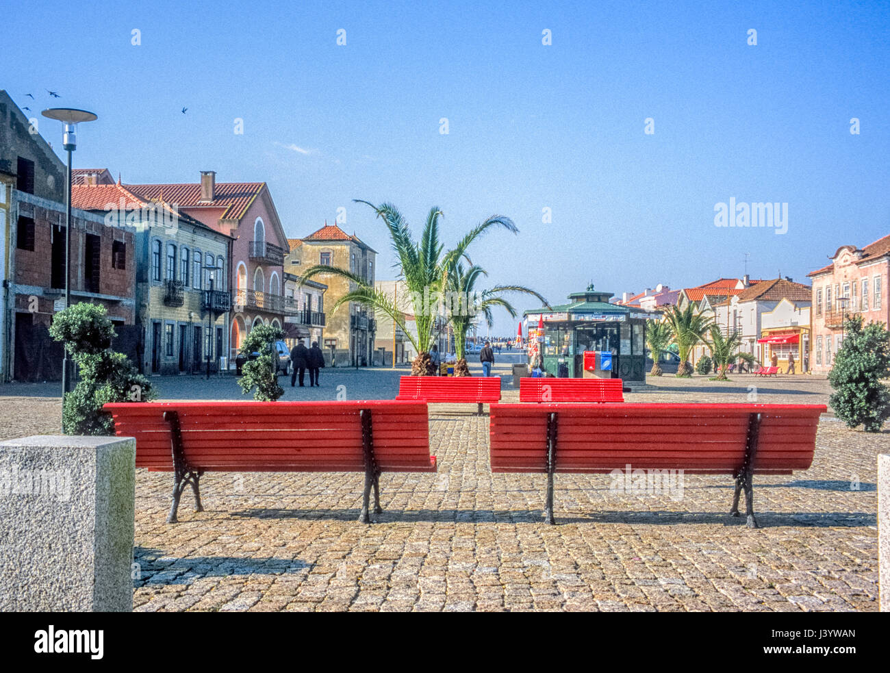 Beautifully hand-painted fishing boats along the Coimbra coast of ...