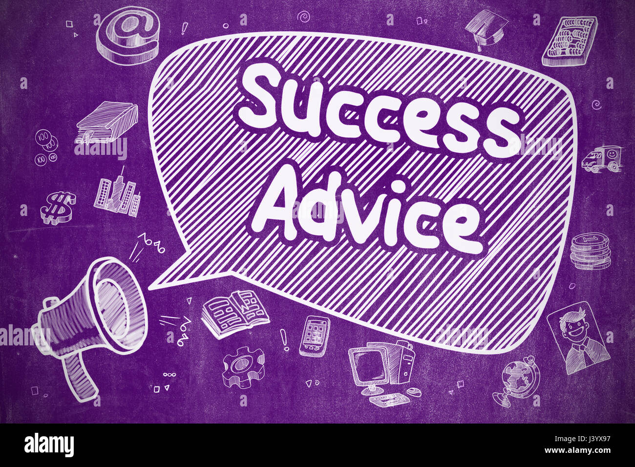 Success Advice - Doodle Illustration on Purple Chalkboard Stock Photo ...