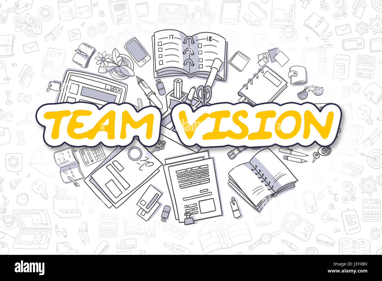 Team Vision - Doodle Yellow Inscription. Business Concept Stock Photo ...