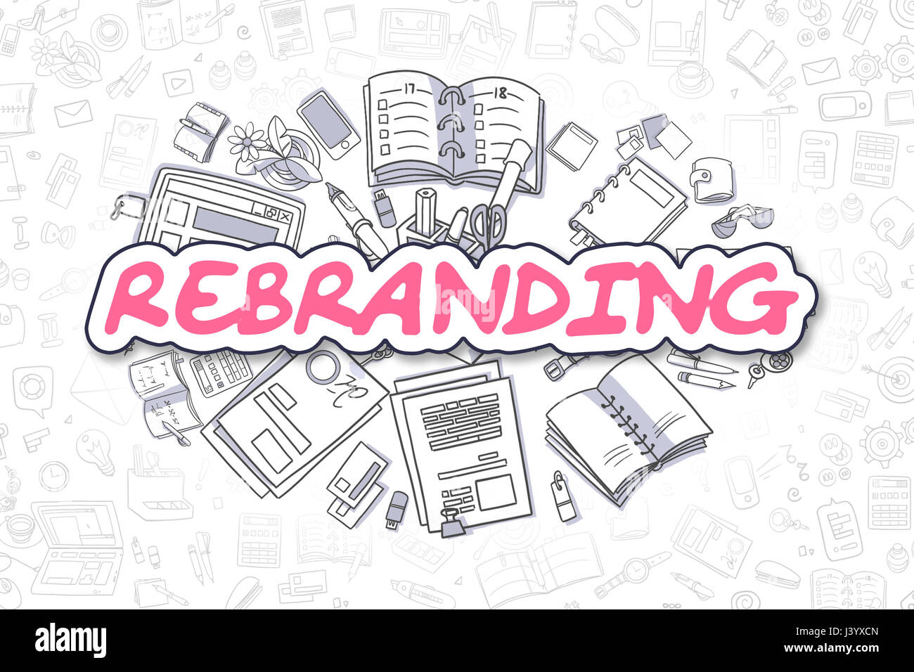 Rebranding - Cartoon Magenta Text. Business Concept Stock Photo - Alamy