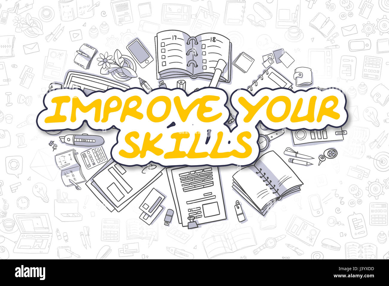 Improve Your Skills - Doodle Yellow Text. Business Concept Stock Photo ...