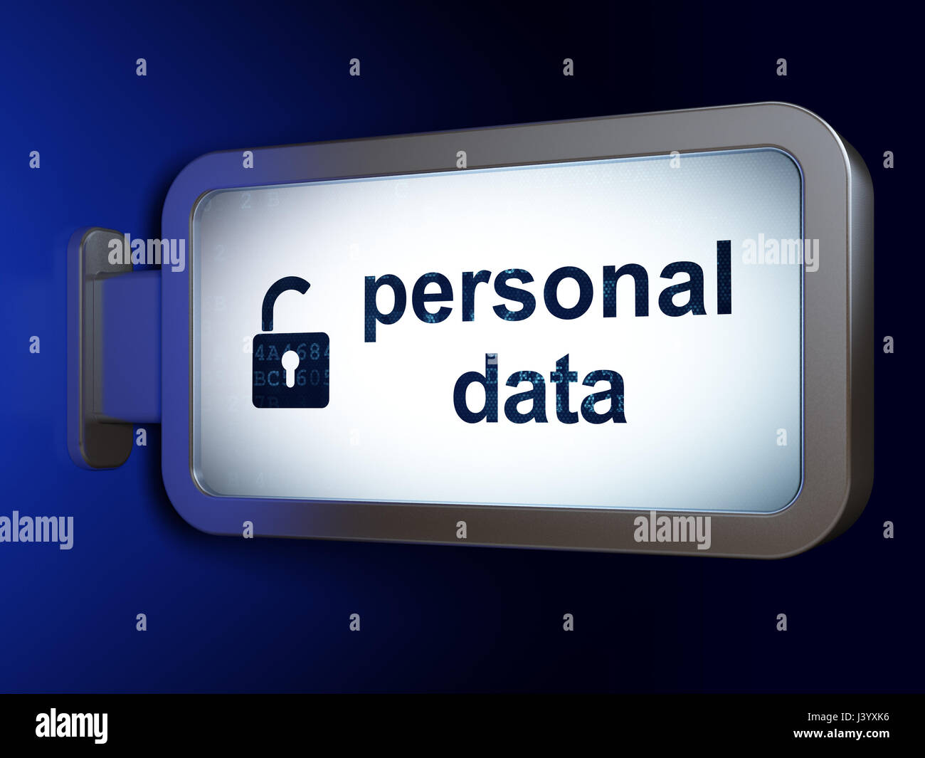 Data concept: Personal Data and Opened Padlock on billboard background ...