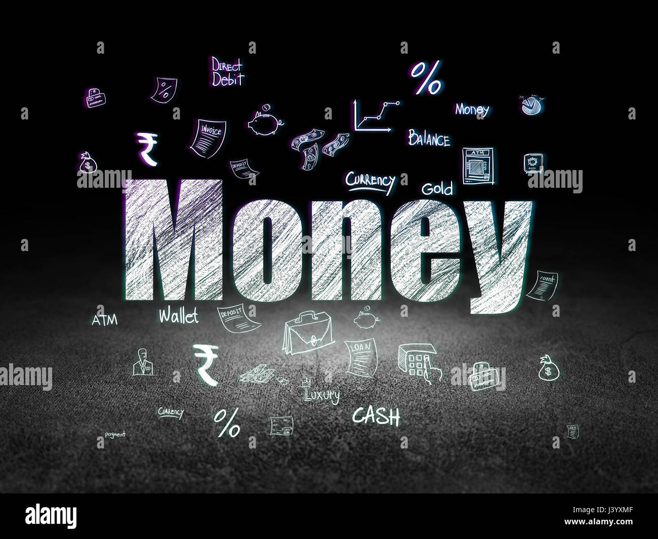 Currency concept: Money in grunge dark room Stock Photo - Alamy