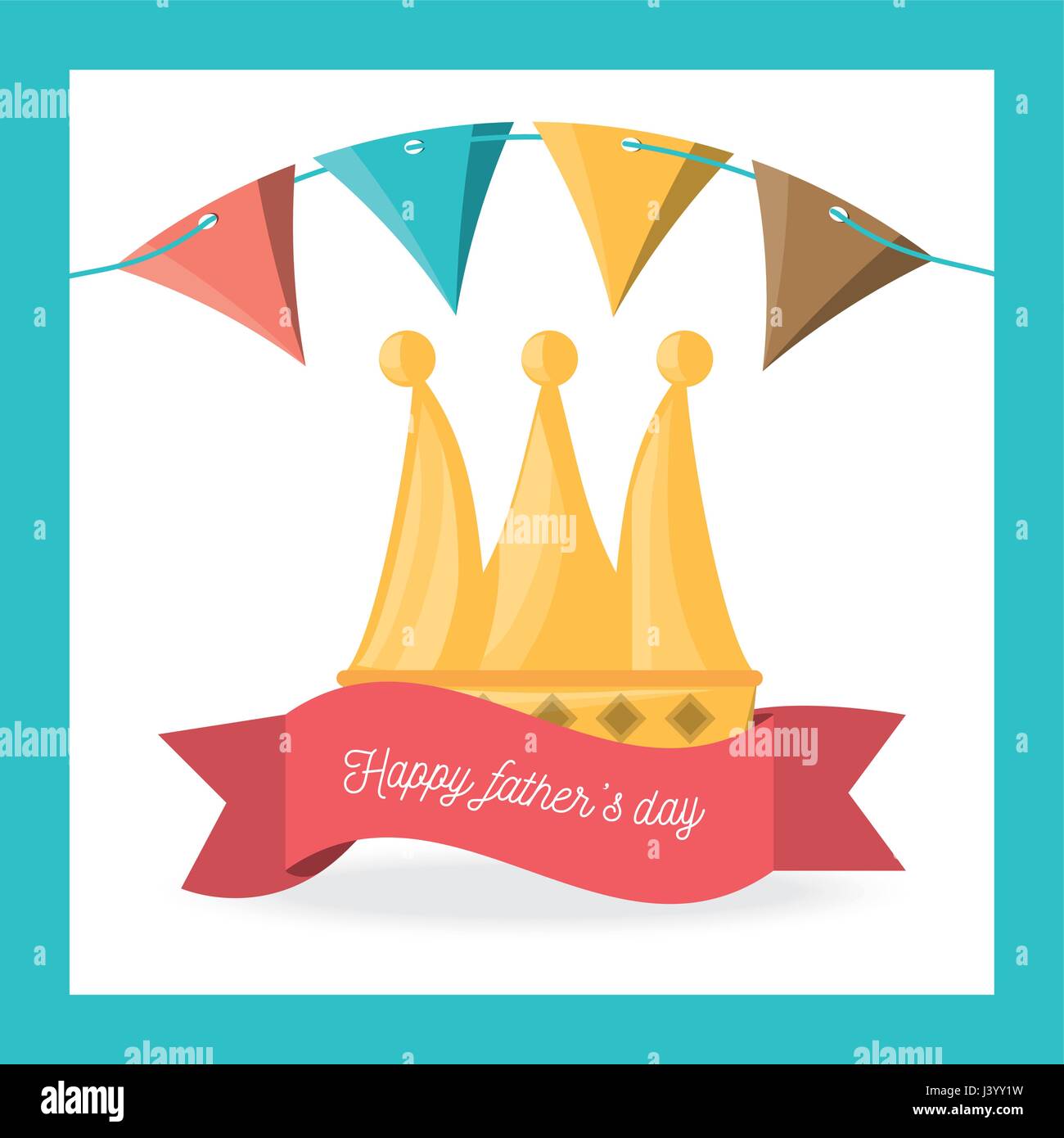 fathers day celebration with party flags and ribbon Stock Vector Image ...