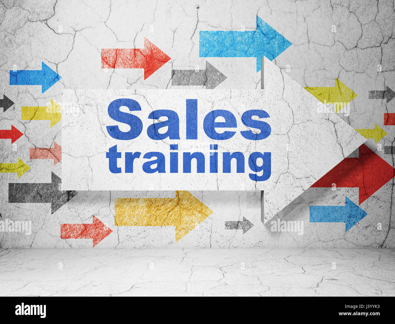 Marketing concept: arrow with Sales Training on grunge wall background ...