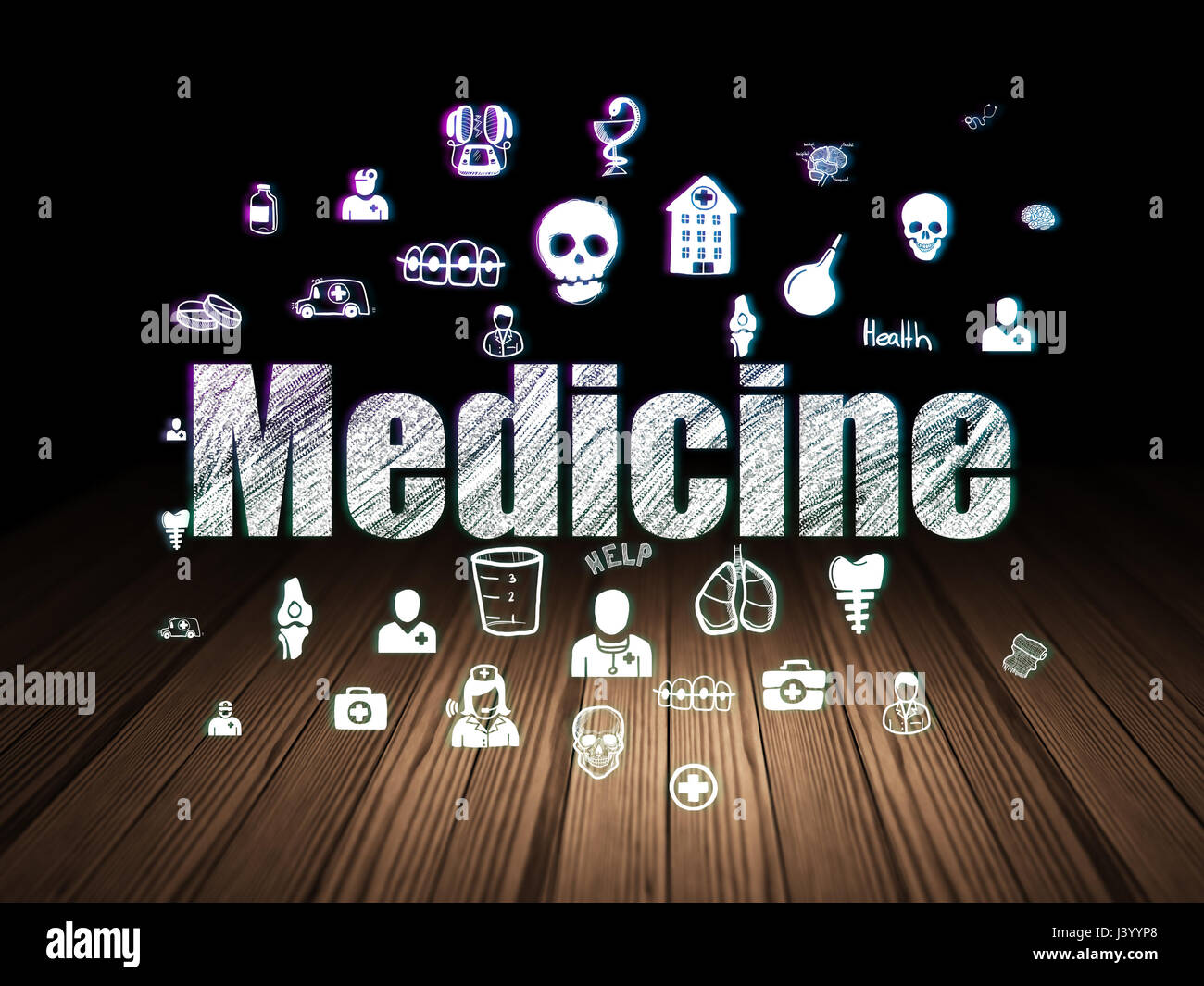 Healthcare concept: Medicine in grunge dark room Stock Photo - Alamy