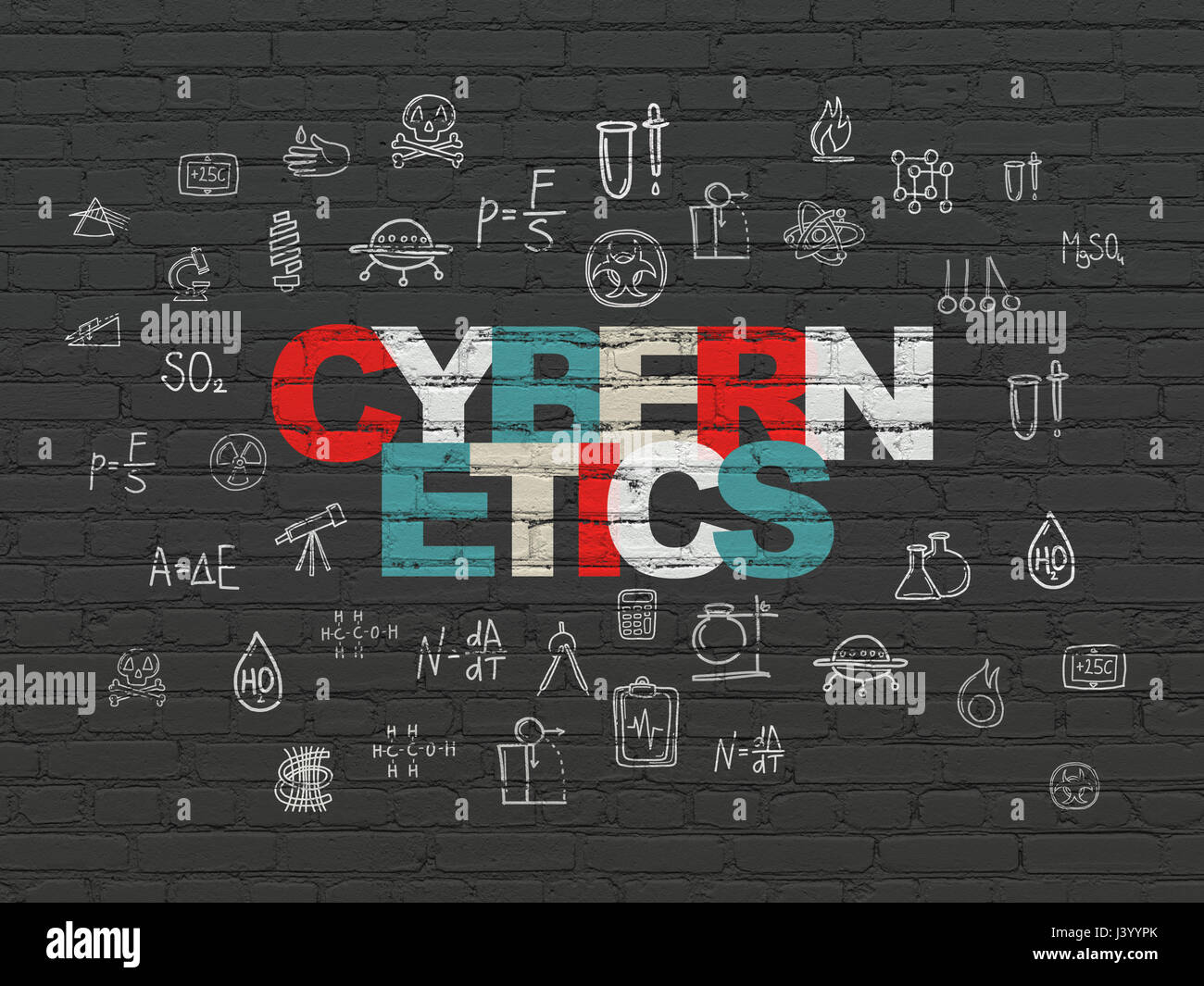 Science concept: Cybernetics on wall background Stock Photo - Alamy