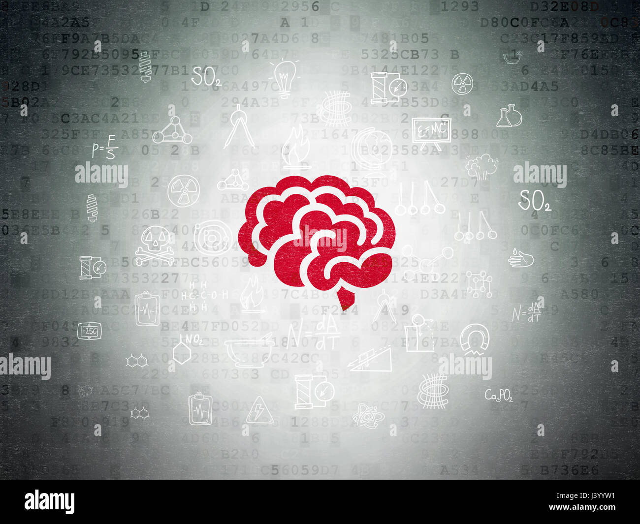 Science concept: Brain on Digital Data Paper background Stock Photo - Alamy
