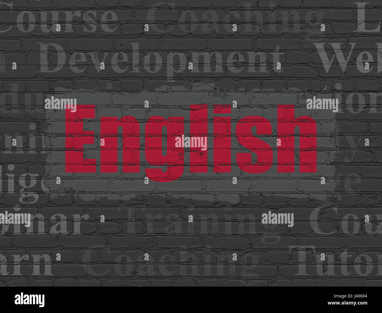 Learning concept: English on wall background Stock Photo - Alamy