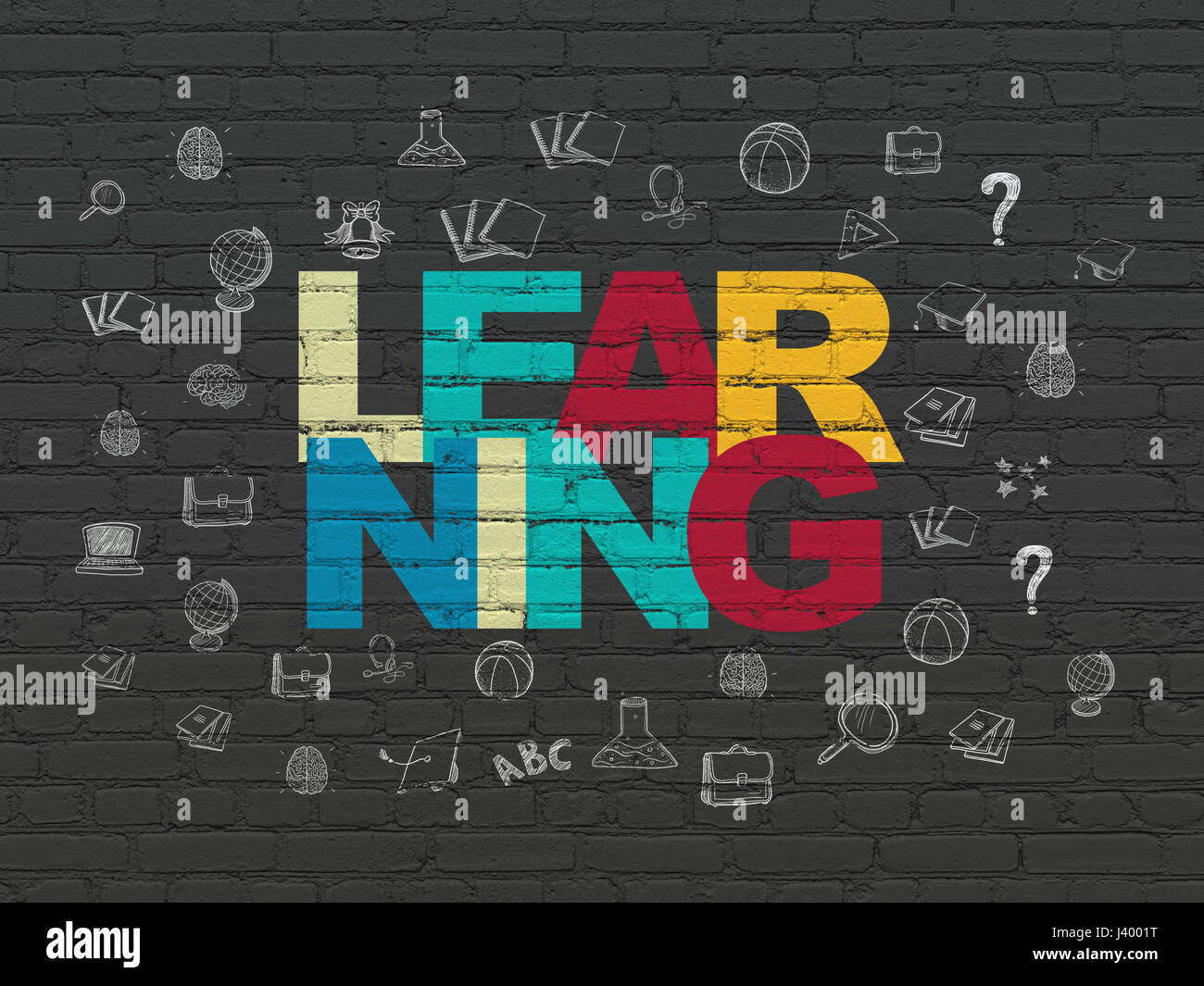 Learning concept: Learning on wall background Stock Photo - Alamy