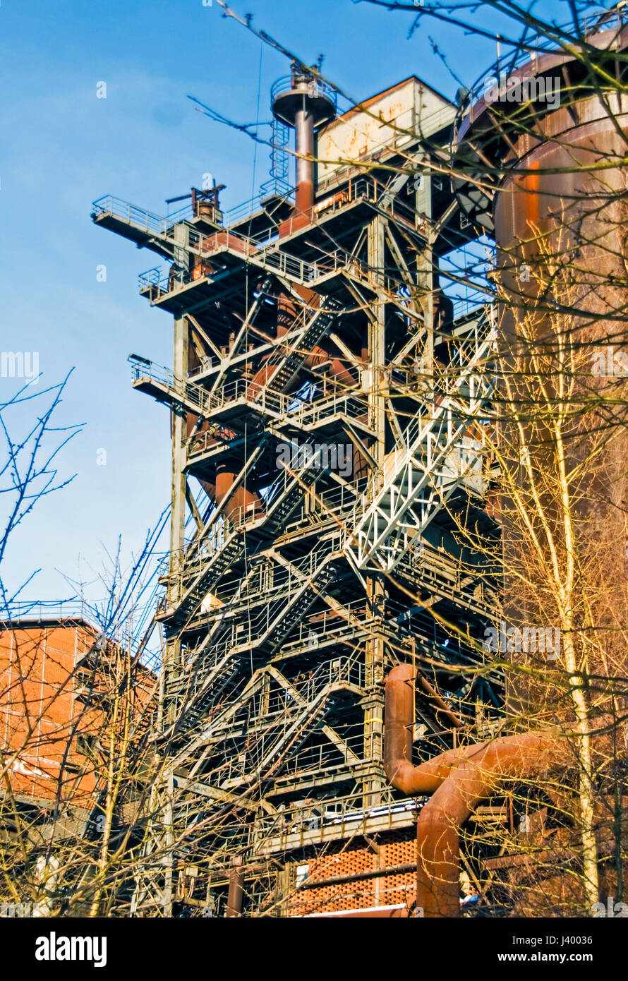 Industrial plant pipeline furnace in winter snow ice steel Stock Photo ...