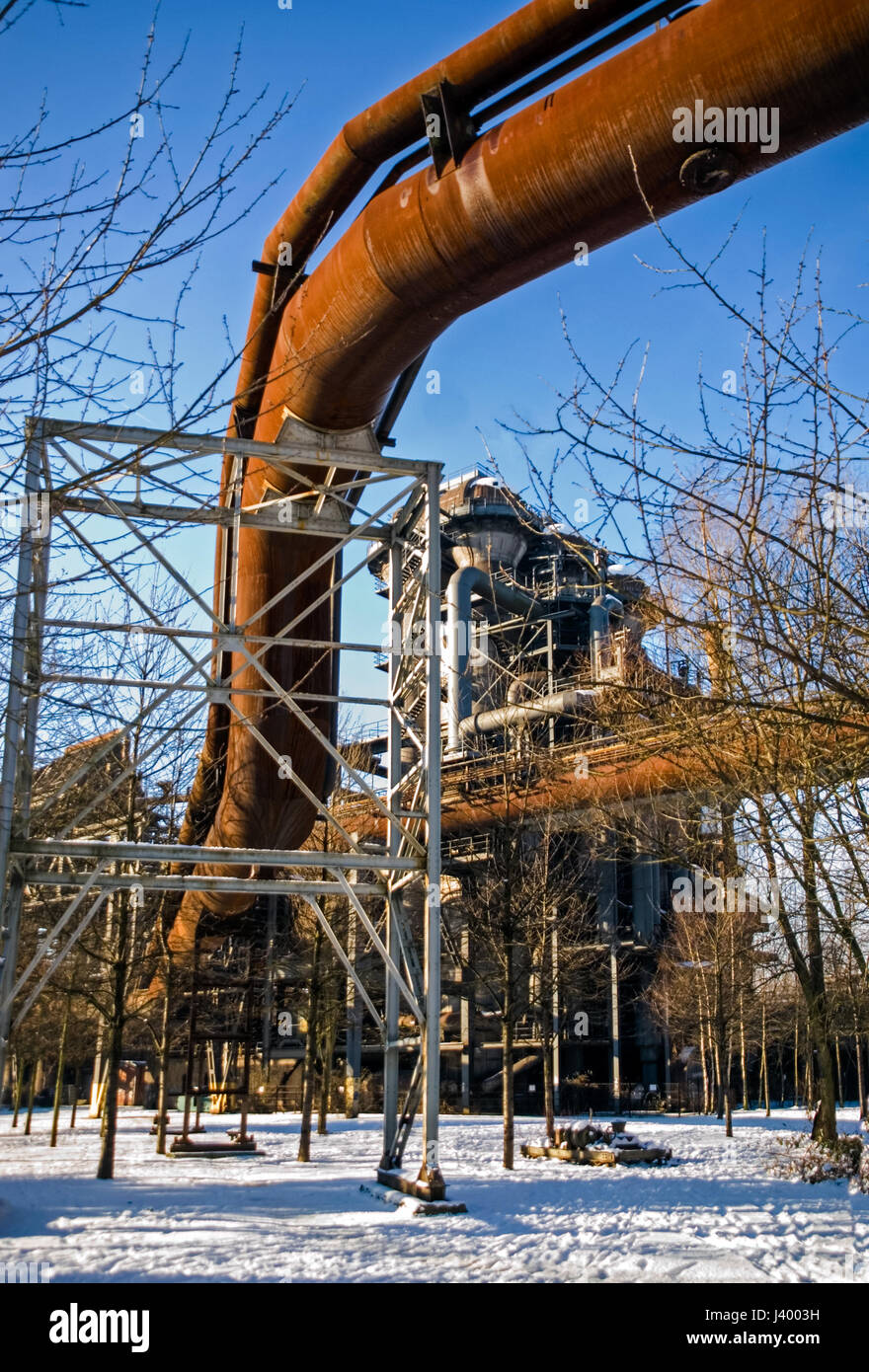 Industrial plant pipeline in winter snow ice steel Stock Photo - Alamy