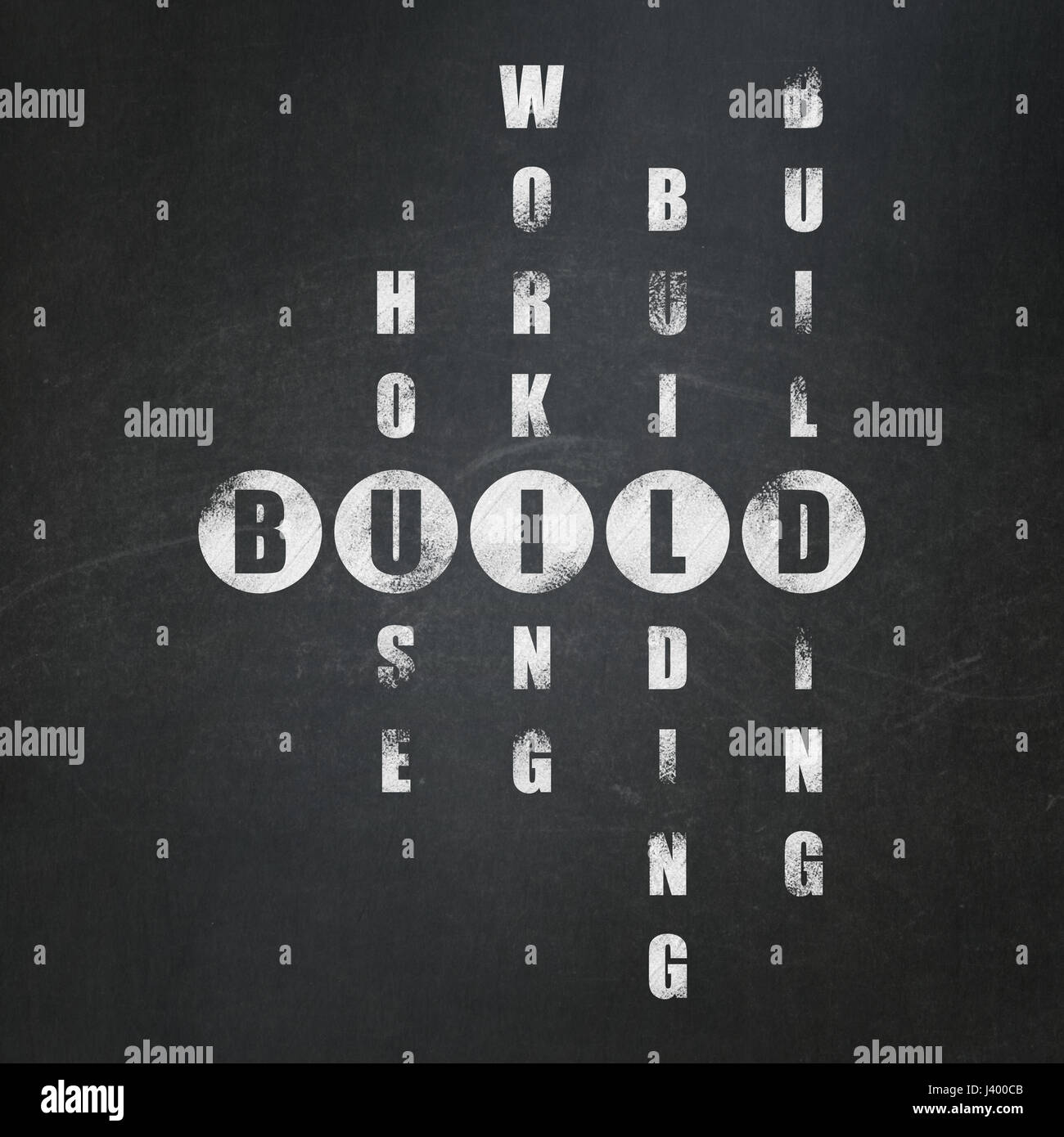 Constructing concept: Build in Crossword Puzzle Stock Photo - Alamy