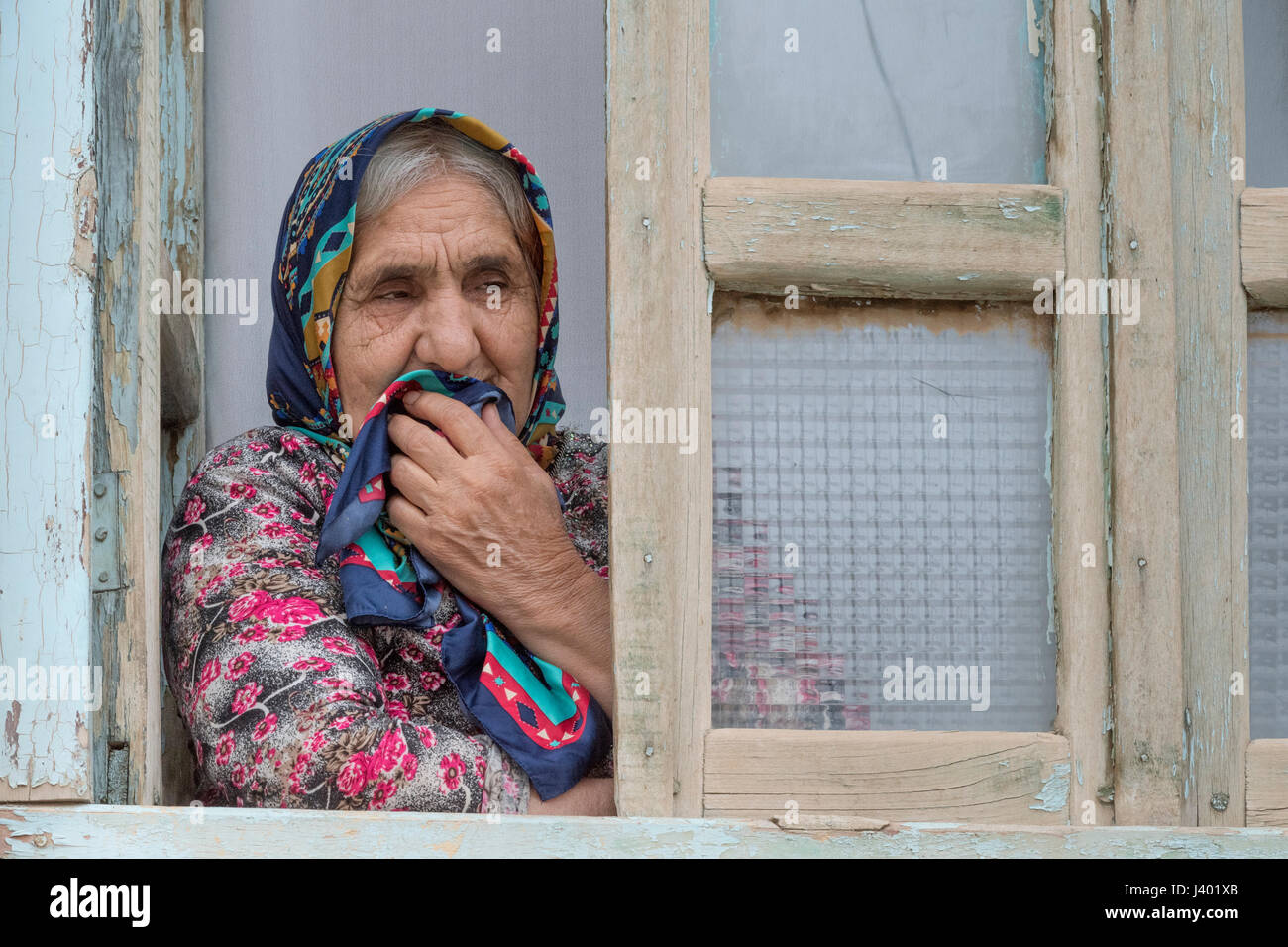 Old Lady Looking Out Of Her Window, Rooieen (Ruin), A Traditional Rural ...