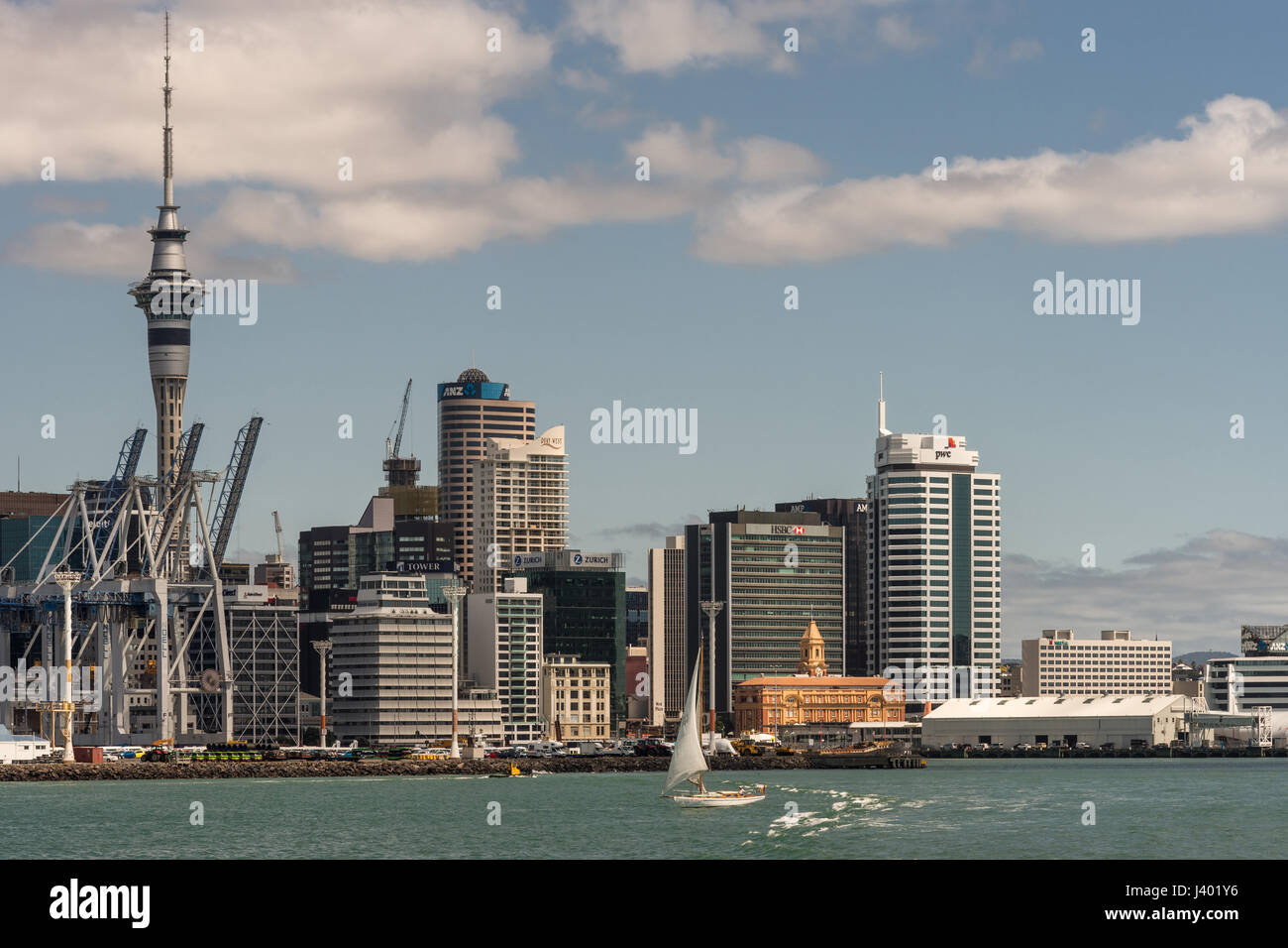 Auckland, New Zealand - March 3, 2017: Container terminal with its ...