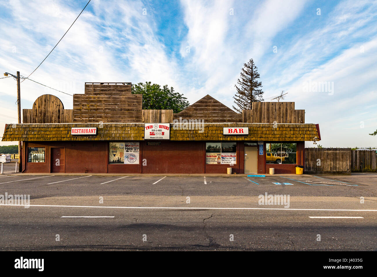 The Twin Rivers Saloon, a country bar along California highway 132 in ...