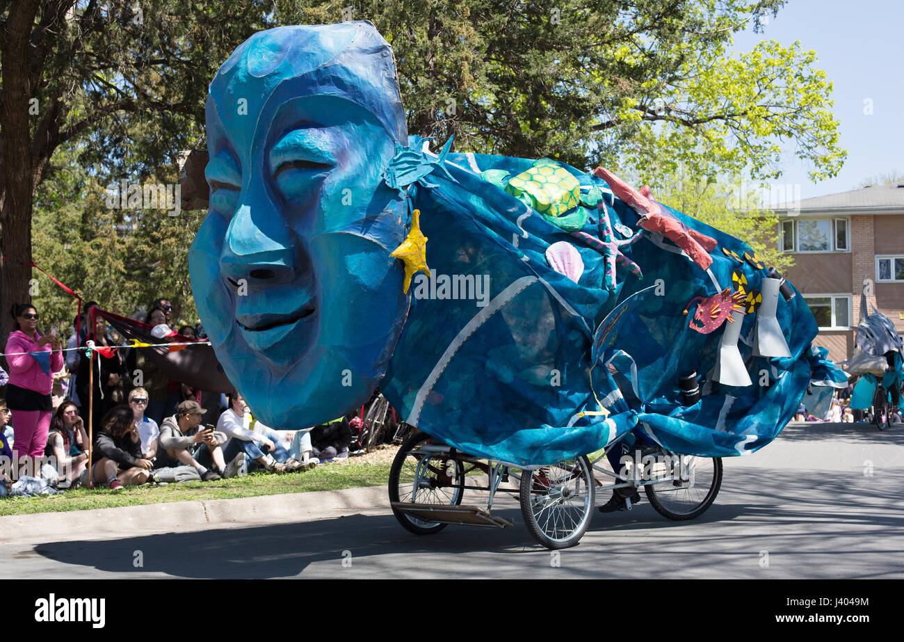 A float representing an ocean at the Mayday parade in Minneapolis ...